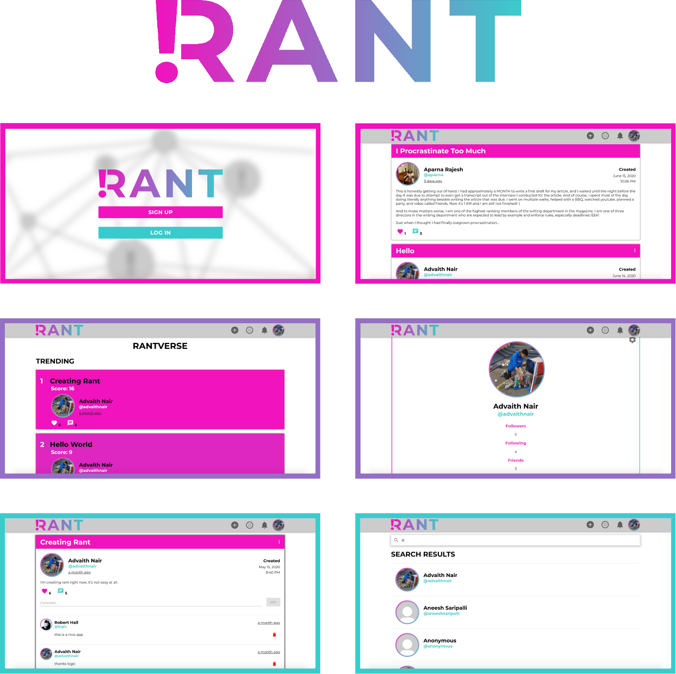GitHub - AdvaithNair/rant: Social Media designed for ranting